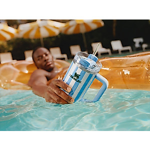 Stanley Quencher H2.0 Tumbler with Handle and Straw 30 oz | Flowstate 3-Position Lid | Cup Holder Compatible for Travel | Insulated Stainless Steel Cup | BPA-Free | Cornflower Cabana Gloss