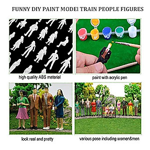 Fashionclubs 1:50 Scale Model People Unpainted Figures 100 Pieces Model Trains Architectural O Scale Standing and Sitting Little People Figures for Miniature Scenes, White Color