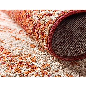 Unique Loom Autumn Collection Modern Contemporary Casual Abstract Area Rug (Terracotta/ Beige Rustic, 2 x 3 ft Rectangular)