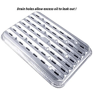 MILANGE Disposable Aluminum Grill Liner Topper with Holes 20 Pack Aluminum Foil Grill Pans (13.40 Inch) BBQ Grilling Tray Broiler Pans with Ribbed Bottom Surface