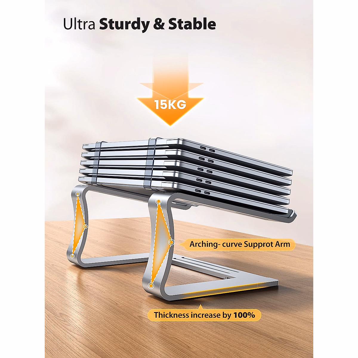 VICSEED 𝗨𝗽𝗴𝗿𝗮𝗱𝗲 [Large Laptops Friendly] Laptop Stand, Ergonomic Notebook Stand, Aluminum Adjustable Laptop Stand for Desk for MacBook Air/Pro, Acer, Dell, HP, Lenovo All 10-18 inch Laptops