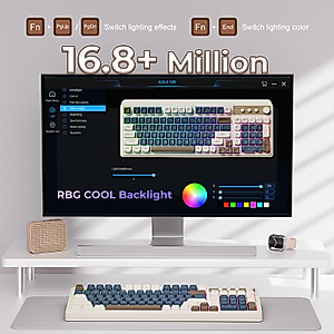 AULA 99 Wireless Keyboard, Custom Computer Keyboard, Tri-Mode Bluetooth 5.0/2.4GHz/USB-C Cute Creamy Gaming Keyboards with Number Pad, RGB Backlit Media Knob Programmable Keybaord for PC Gamer - White