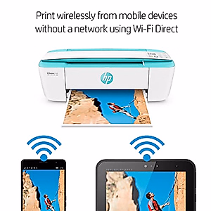 HP DeskJet 3755 Compact All-in-One Wireless Printer, HP Instant Ink, Works with Alexa - Seagrass Accent (J9V92A)