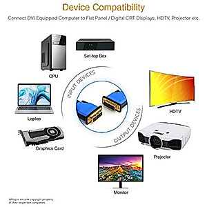 BlueRigger DVI to DVI Monitor Cable (6FT, 24+1 Dual Link, Digital Video Cable, Male to Male) - for Gaming, DVD, Laptops, HDTV and Projector