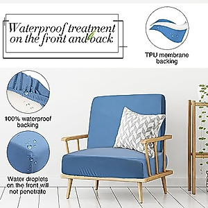 Newwiee 8 Pcs Patio Stretch Sofa Cushion Cover Outdoor Cushion Cover Replacement Couch Slipcover Sofa Seat Cover Flexibility Chair Cushion Cover Furniture Protector (Gray Blue,Waterproof Pure)
