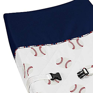 Sweet Jojo Designs Red, White and Blue Changing Pad Cover for Baseball Patch Sports Collection