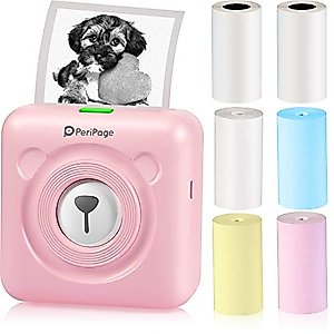 Weewooday Peripage Mini Printer Portable Printer Pocket Printer A6 Portable Thermal Printer Label Sticky Note Sticker Photo Printer for Smart Phone with Bluetooth USB Connect