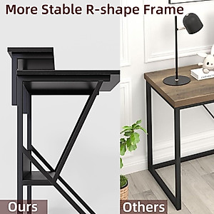 COTUBLR Small Desk, 27.5 Inch Small Computer Desk for Small Spaces, Computer Desk with Adjustable Monitor Stand, Compact Desk with Storage, Tiny Desk Study Desk for Bedroom Home Office, Black