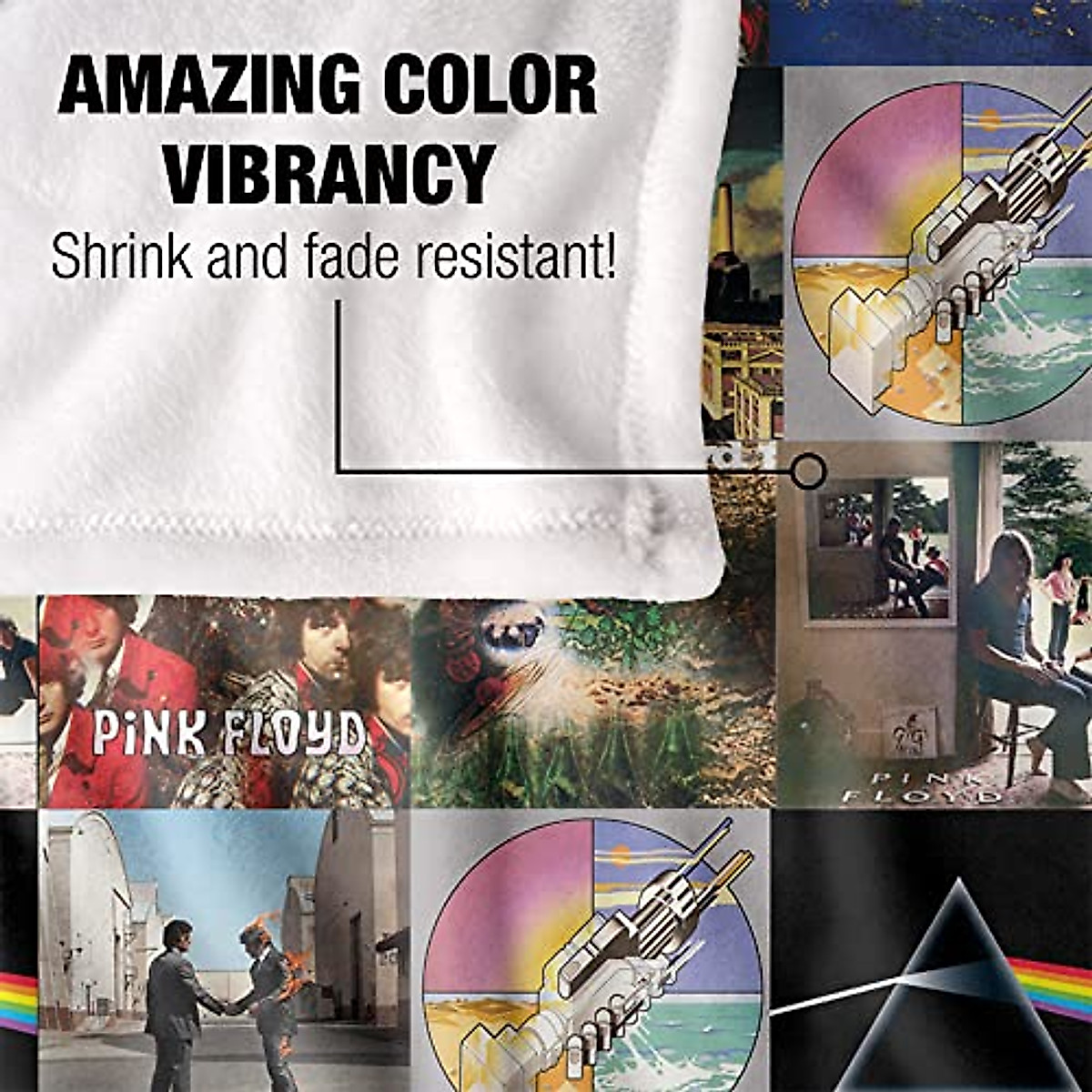 Pink Floyd Blanket, 50"x60" Album Covers Grid Pattern Silky Touch Super Soft Throw Blanket