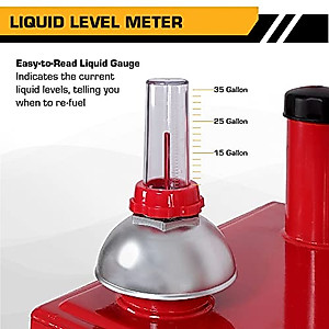 Arksen 35 Gallon Portable Gas Caddy Fuel Storage Tank Large Gasoline Diesel Can Hand Siphon Pump Rolling Flat-Free Solid Rubber Wheels Boat ATV Car Motorcycle