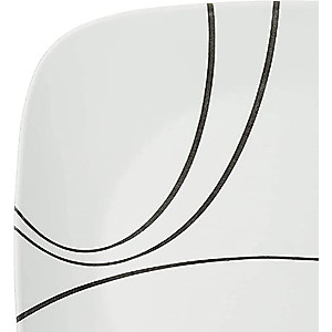 Corelle Vitrelle 6-Piece Dinner Plates Set, Triple Layer Glass and Chip Resistant, Lightweight Square 10-1/2-Inch Plates, Simple Lines
