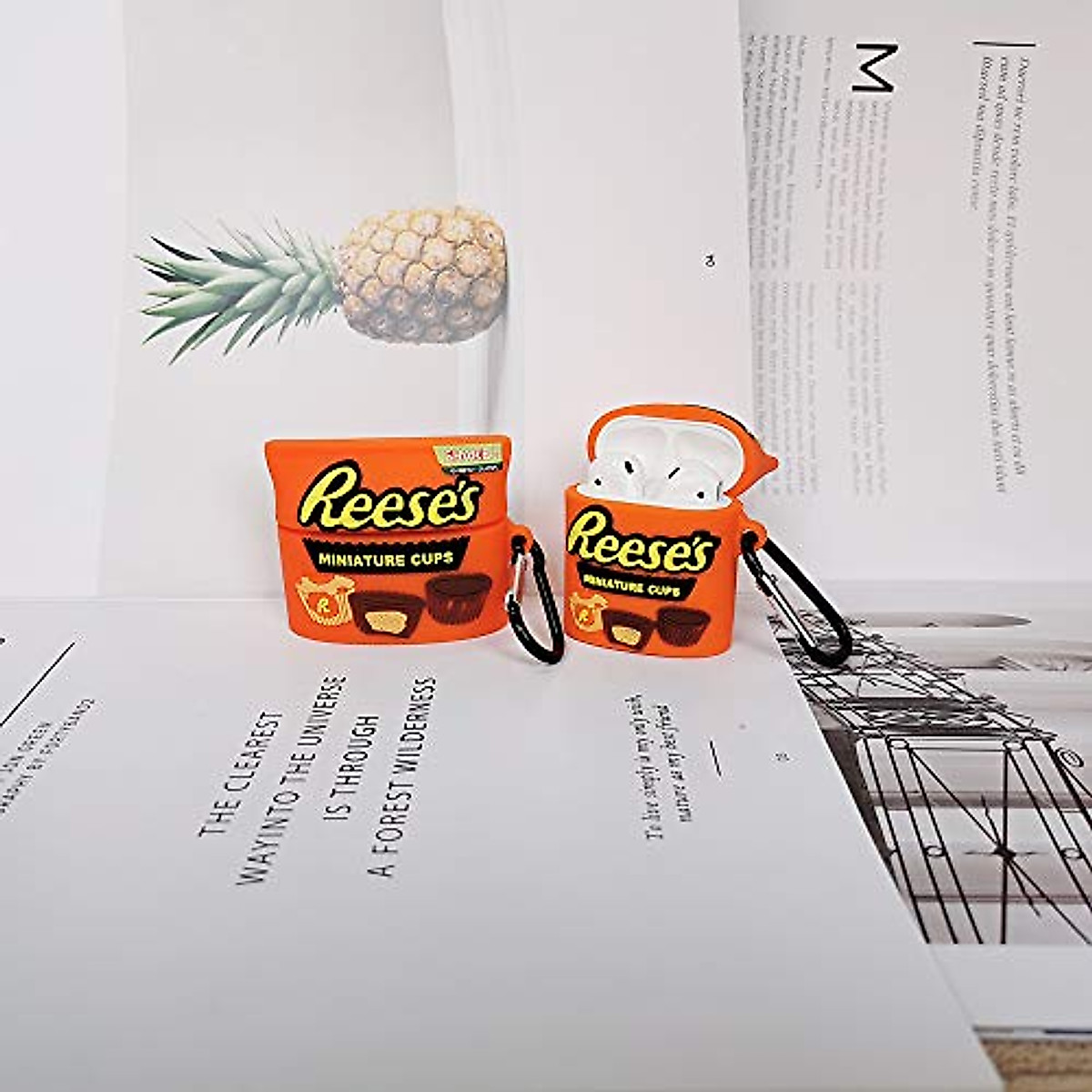 Compatible for Airpods 3 Generation Case 2021 Ree's Chocolate, Silicone Protective Fashion Cute Kawaii Funny Boys Girls Kids Teens Women Cartoon 3D Cover for Airpods 3rd Case with Carabiner (Reeses)