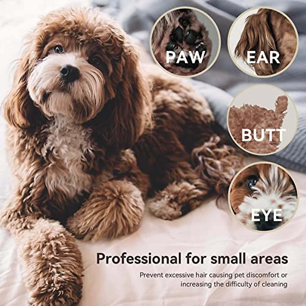 PAWBBY Dog Paw Trimmer, Dog Clippers, Cordless Cat and Small Dogs Clipper, Low Noise Electric Mini Pet Grooming Clippers for Trimming The Hair Around Face, Paw Pads, Eyes, Ears, Rump