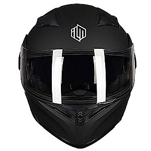 ILM Motorcycle Dual Visor Flip up Modular Full Face Helmet DOT 6 Colors Model 902 (XL, Matte Black)