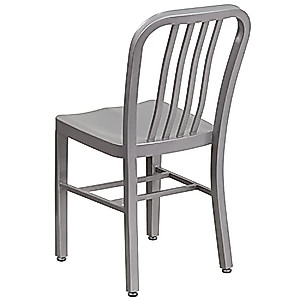 EMMA + OLIVER Commercial Grade Silver Metal Indoor-Outdoor Chair