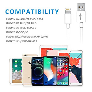plmuzsz (Apple MFi Certified) iPhone Charger Cable, 3Pack Data Sync Charging Cords with 3Pack USB Wall Charger Travel Plug Adapter Compatible iPhone 12 Pro/11 Pro/Xs/XR/X/8/8Plus and More