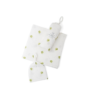 bookworm baby Unisex Swaddle Blanket | Large Premium Knit Viscose Made from Bamboo | Infant Wrap, Receiving Blanket & Beanie Set | Baby Shower Newborn Gift, Registry - Basil