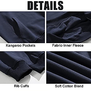 TUVEKE White Men's Hoodie Sweatshirt Pullover Fleece Hooded Athletic Sweat shirt For Men Hoodies Long Sleeve Kangaroo Pockets XL