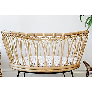 NODNAL CO. Black/White Bassinet Fitted Sheet - 100% Cotton Unisex for Baby Girl/Boy - I Love You, Plaid and Abstract Polka Dots Universal Fitted Cover Sheets (I Love You)