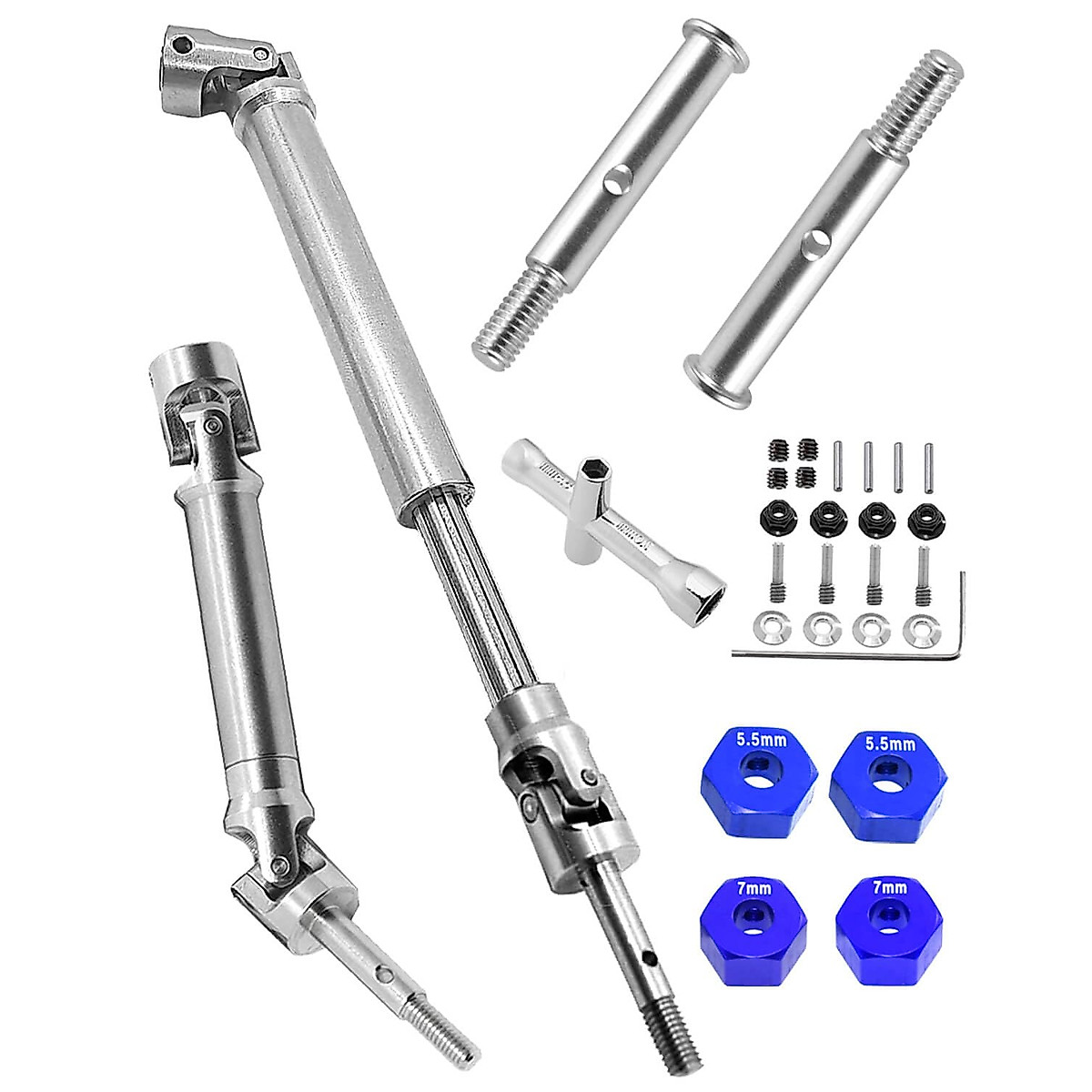 hopsupRC Stainless Steel Rear Drive Shaft CVD & Front Axles Upgrades Part for 1/10 Slash 2WD VXL/Rustler 2WD VXL/Stampede 2WD VXL/Hoss 2WD VXL (Upgrades More Powerful) Silver