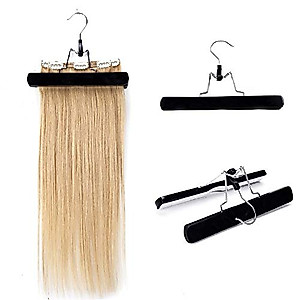 Yundxi Wooden Wig Hangers 5 Pack Non Slip Wood Pants Skirt Hangers Wood Jeans/Slack Hanger with 360° Swivel Hook (Black)