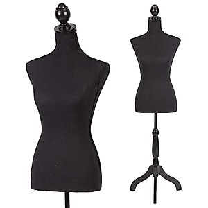 Mannequin Torso Manikin Dress Form 59-67 Inch Height Adjustable Female Dress Model Display Torso Body Tripod Stand Clothing Forms (Black, 59-67 Inches)