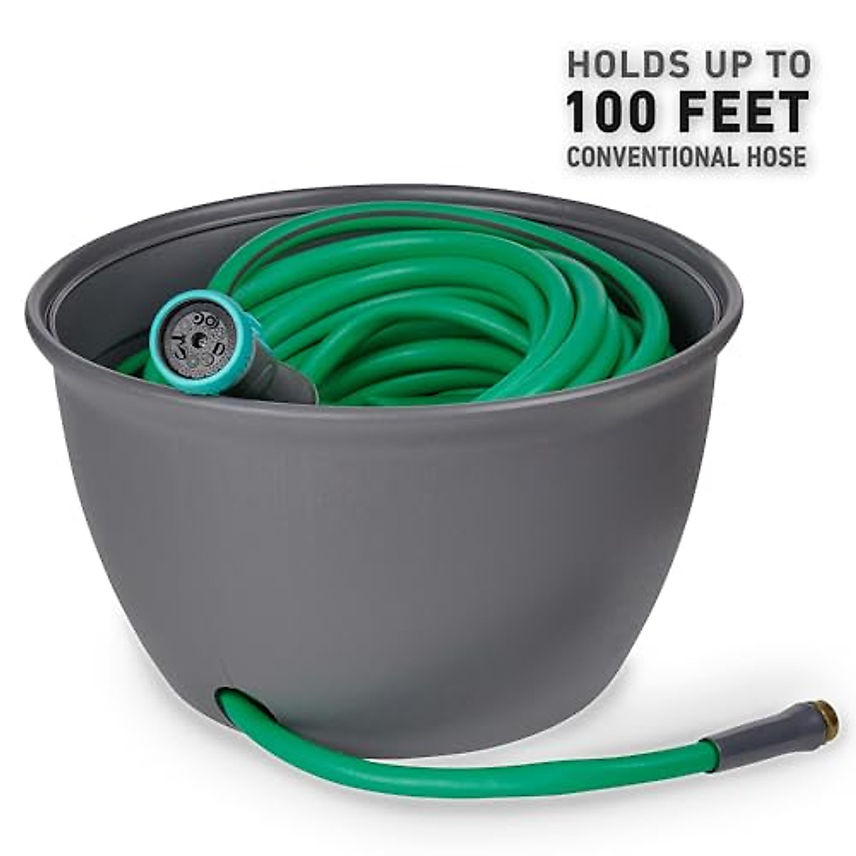 Mighty Tuff Decorative Garden Hose Storage Pot, Durable Garden Hose Holder, Stylish Garden Hose Storage for 100 Foot Standard Hose or 300 Foot Retractable Hose
