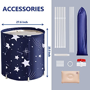 BESTHLS Foldable Bathtub Portable Soaking Bath Tub,Eco-Friendly Bathing Tub for Shower Stall (Blue Sky -1)