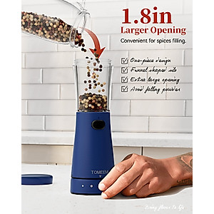 Electric Salt and Pepper Grinder Set with Storage Base, Stainless Steel Rechargeable Salt and Pepper Grinder Set with 4.5 oz Large Capacity, 1.8" Wide Mouth, Adjustable Coarseness, Ideal for Kitchen