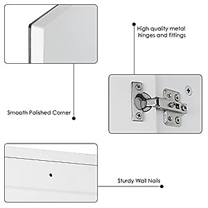 SOMY Bathroom Mirror Cabinet, Frameless Wall Mounted Medicine Cabinet with Double Mirror Doors and Adjustable Shelves, Recess or Surface Mount Bathroom Hanging Cabinet