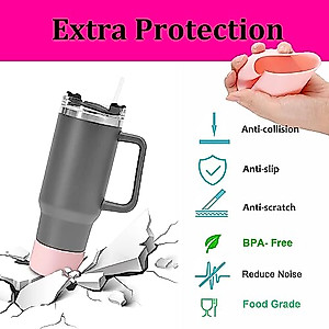 Silicone Bottom Boot - 2 Pack for Stanley Quencher 40 oz 30 oz Tumbler with Handle & Stanley IceFlow 20oz 30oz - Bottom Sleeve Cover for Stanley Cup Accessories (Charcoal)