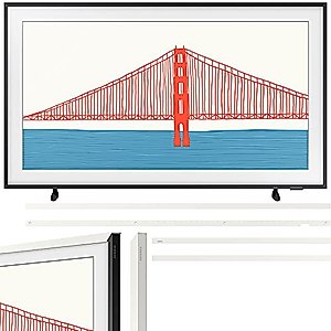 SAMSUNG QN50LS03AAFXZA 50 Inch The Frame QLED 4K Smart TV Bundle 50 inch The Frame Customizable Bezel Modern White
