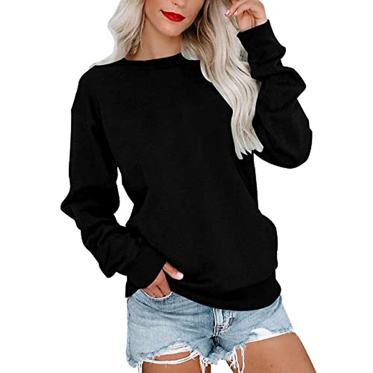 Miekld Oversized Sweatshirt for Women Women Neck Sweatshirt Long halloween shirts for women my open orders oversized t shirts western tops for women womens crewneck tshirt under 2 dollars