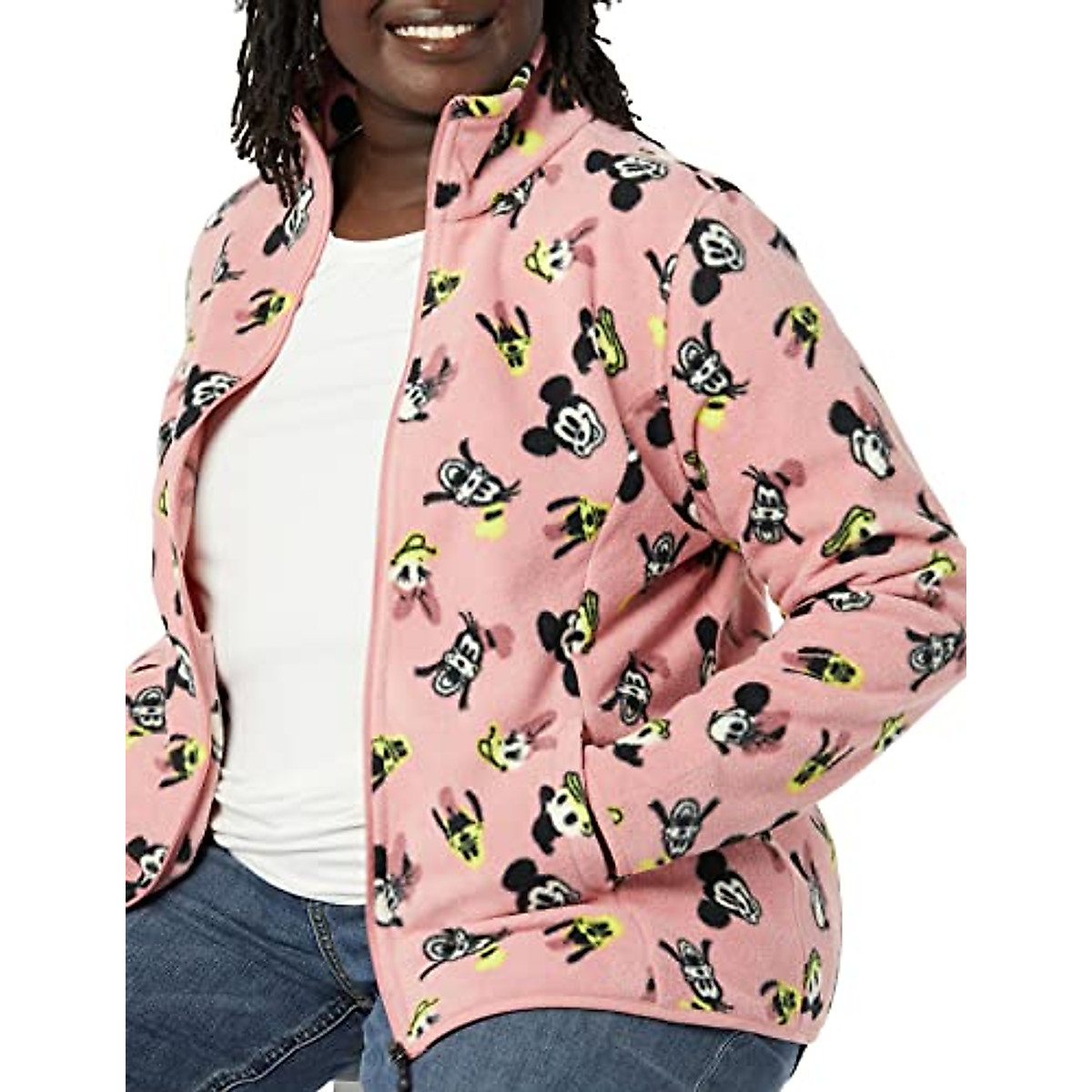 Amazon Essentials Disney | Marvel | Star Wars | Princess Women's Polar Fleece Full-Zip Mock Jackets, Minnie and Friends, XX-Large