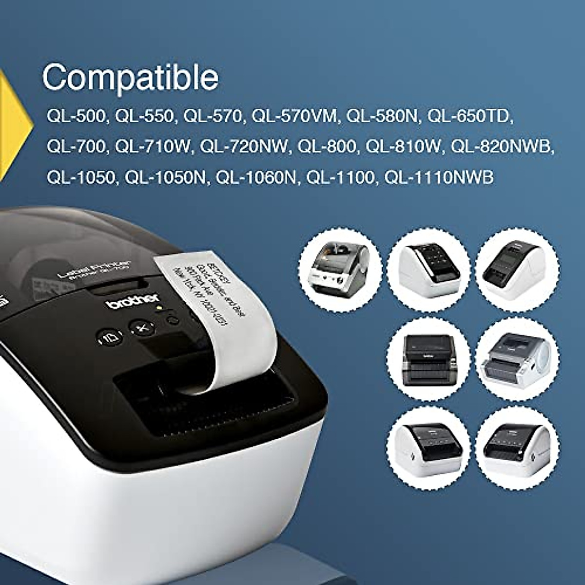 BETCKEY - Compatible Shipping Labels Replacement for Brother DK-1202 (2.4 in x 3.9 in), Use with Brother QL Label Printers [6 Rolls/1800 Labels]