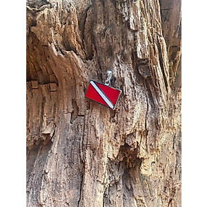Jewelry Trends Sterling Silver Scuba Diver Down Flag Red Enameled Pendant