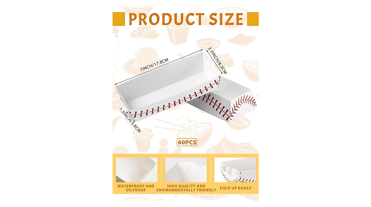 Fulmoon 60 Pcs Baseball Party Food Trays - Great for Events