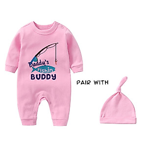 YSCULBUTOL Baby Twins Father Day Toddler Girl Clothes Daddy Fishing Buddy Baby Romper Birthday Dress(pink dad fishing 6m)
