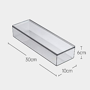 AIYoo Transparent Flatware Tray Kitchen Drawer Organizer With Lid - Plastic Kitchen Cutlery Tray and Utensil Silverware Storage Container with Cover - Dinnerware Holder for Camper Picnic