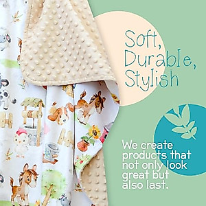Honey Lemonade - Premium Soft Plush Lightweight Minky Dot Toddler Baby Blanket for Newborn 30"x40" - Soft Baby Blanket for Boys and Girls - (Farm Animals Beige) Unisex