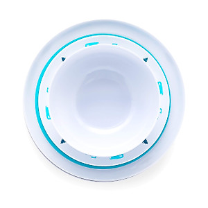 Camco Life is Better at The Campsite Dishware Set | Includes (4) Large Dinner Plates, (4) Small Salad Plates and (4) Bowls | Top Rack Dishwasher Safe | Blue Tree and Truck Design (53294)