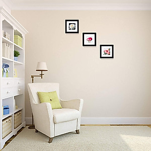 Golden State Art, 6x6 Square Wood Frame - White Mat Fit 4x4 inch Instagram Smartphone, Family Collage Photo - Wall Hanging - Real Glass - for Gift, Home (Black)