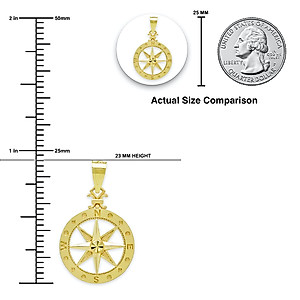 Charm America - Gold Petite Compass Charm - 10 Karat Solid Gold