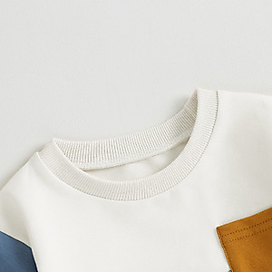 Tsnbre Baby Boy Clothes Outfits Fall Long Sleeve Color Block Sweatshirt Tops Casual Pants Newborn 2Pcs Set