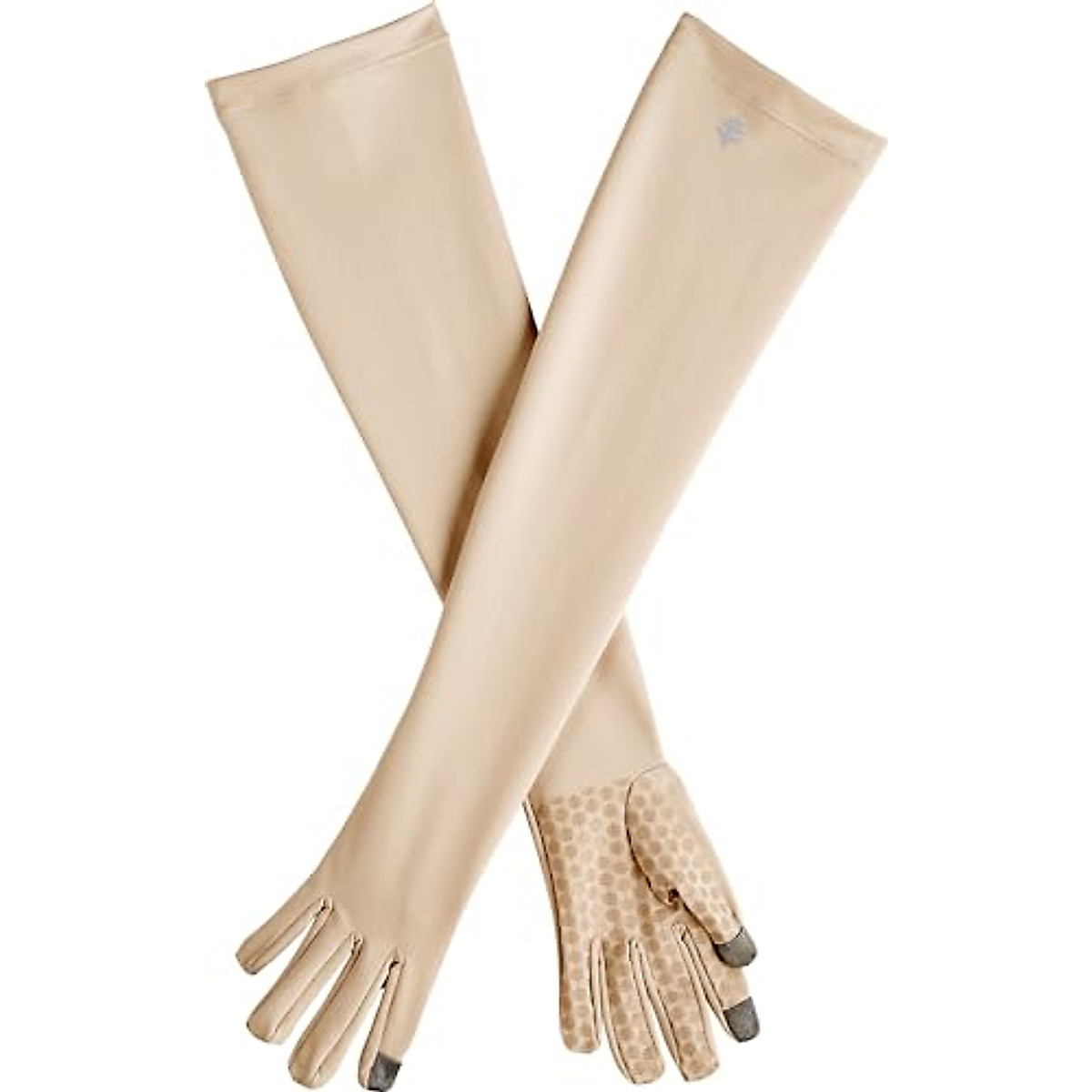 Coolibar UPF 50+ Men's Women's Culebra UV Long Sun Gloves - Sun Protective (Medium- Beige)