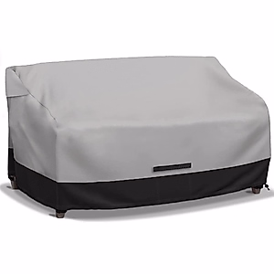 zenicham Fade and Tear Resistant Patio Loveseat Covers, Heavy-Duty Waterproof Outdoor Couch Cover, UV Resistant Outdoor Sofa Cover, Lawn Patio Outdoor Furniture Covers,Gray/Black 54Wx37Dx35H Inch
