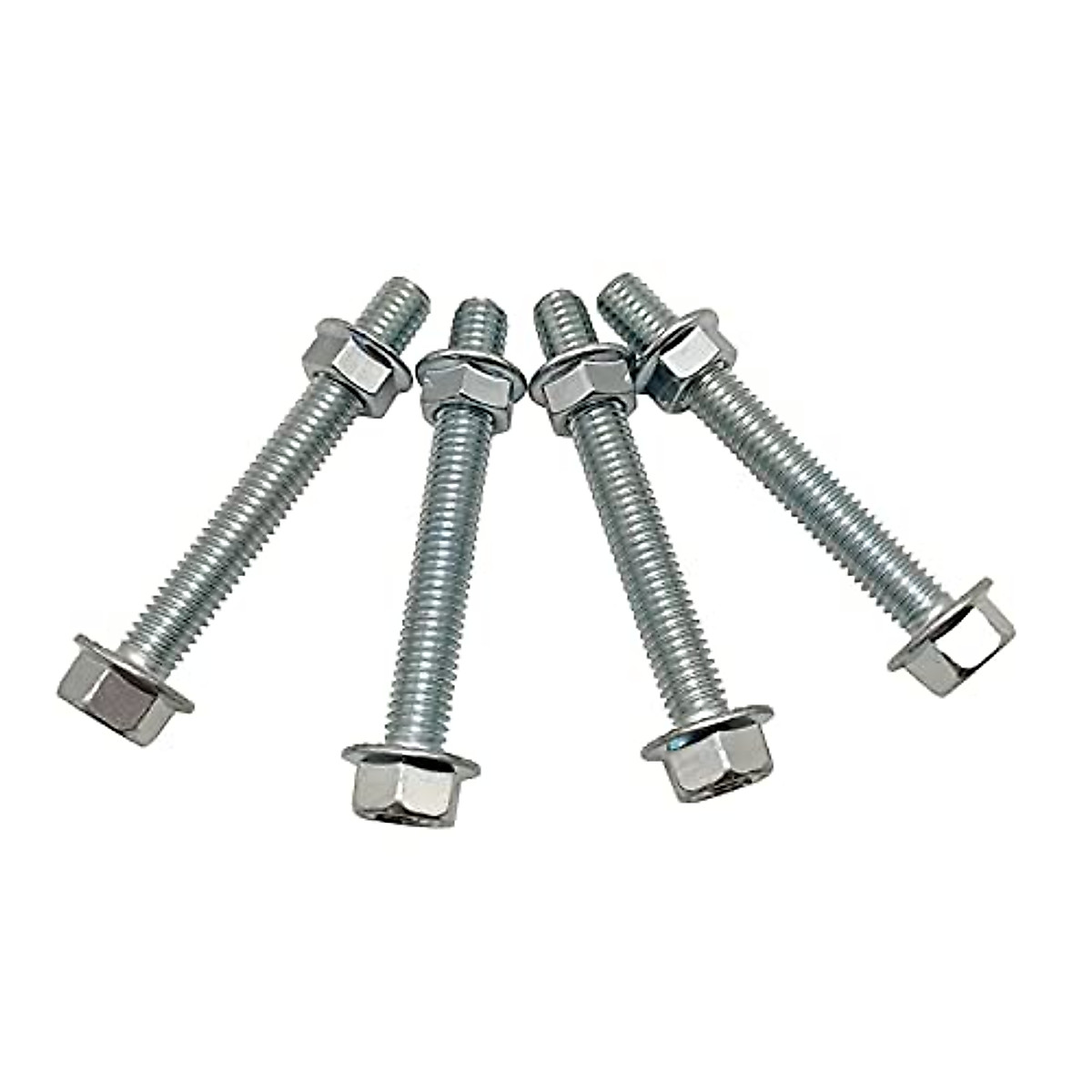 3/8 Flanged Hex Head Bolts, 3/8 Flanged Nuts, Flanged Hex Head Screws, Grade 5, Fully Threaded, 4 Pack (3/8"-16 x 3")