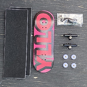 Yllo Big Hot Pink Complete 5 Ply Wood 100mm x 33mm Fingerboard with Upgraded 32mm Trucks, Lock Nuts, CNC Wheels