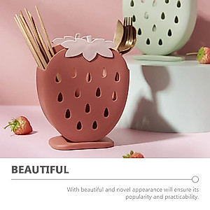 Zerodeko Forks Silverware Table Topper 2Pcs Kitchen Utensil Holder Silverware Organizer Plastic Utensil Cutlery Organizer Strawberry Utensil Holder for Home Desk Topper Dining Table Decor
