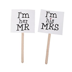 COOLHIYA Mr and Mrs Wedding Party Photo Booth Props Sticks White Bridal Shower Photo Props for Bachelorette Celebrations and Wedding Decor for Fun Photo Opportunities